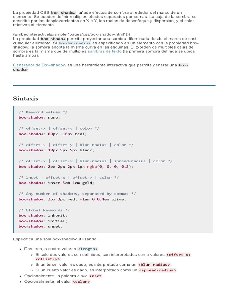 Box Shadow Css Pdf Pdf Hojas De Estilo En Cascada Desarrollo Web