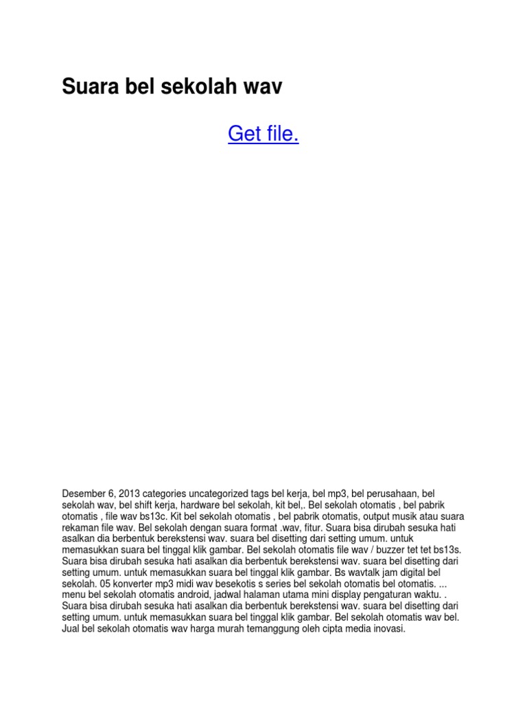 Suara Bel Sekolah Wav | PDF