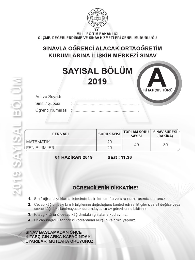 2019 Sayisal Bolum PDF | PDF
