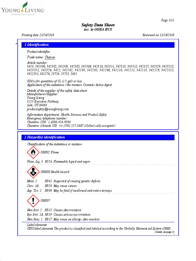 MSDS Thieves | PDF | Dangerous Goods | Personal Protective Equipment