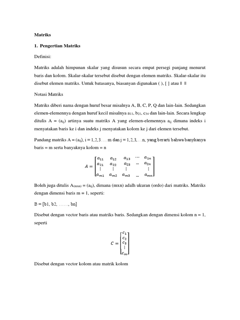 Panduan Dasar Matriks | PDF | Metode & Bahan Ajar