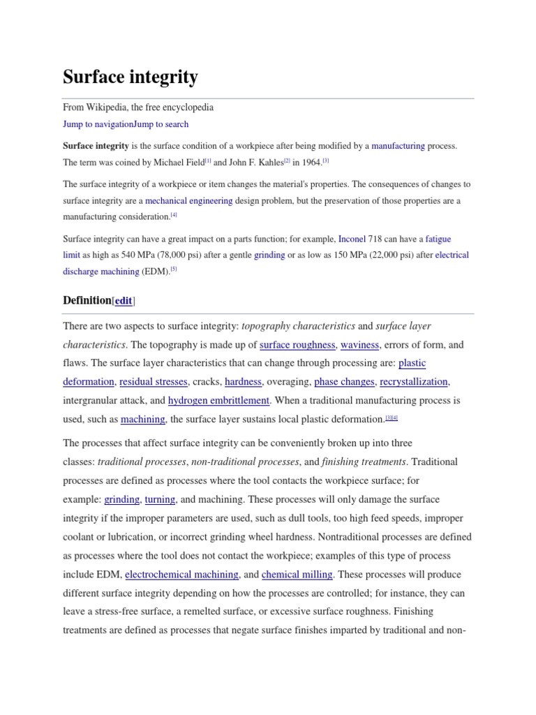 Surface Integrity | PDF | Machining | Physical Sciences