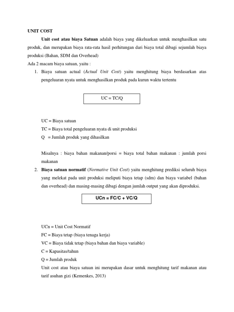 Unit Cost Norma | PDF