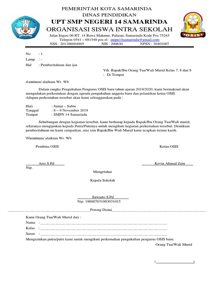 Surat OSIS SMPN 14 SAMARINDA | PDF