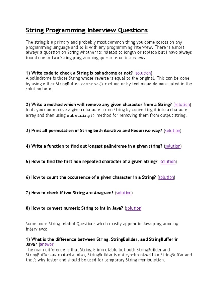 String Programming Interview Question | PDF | String (Computer Science ...