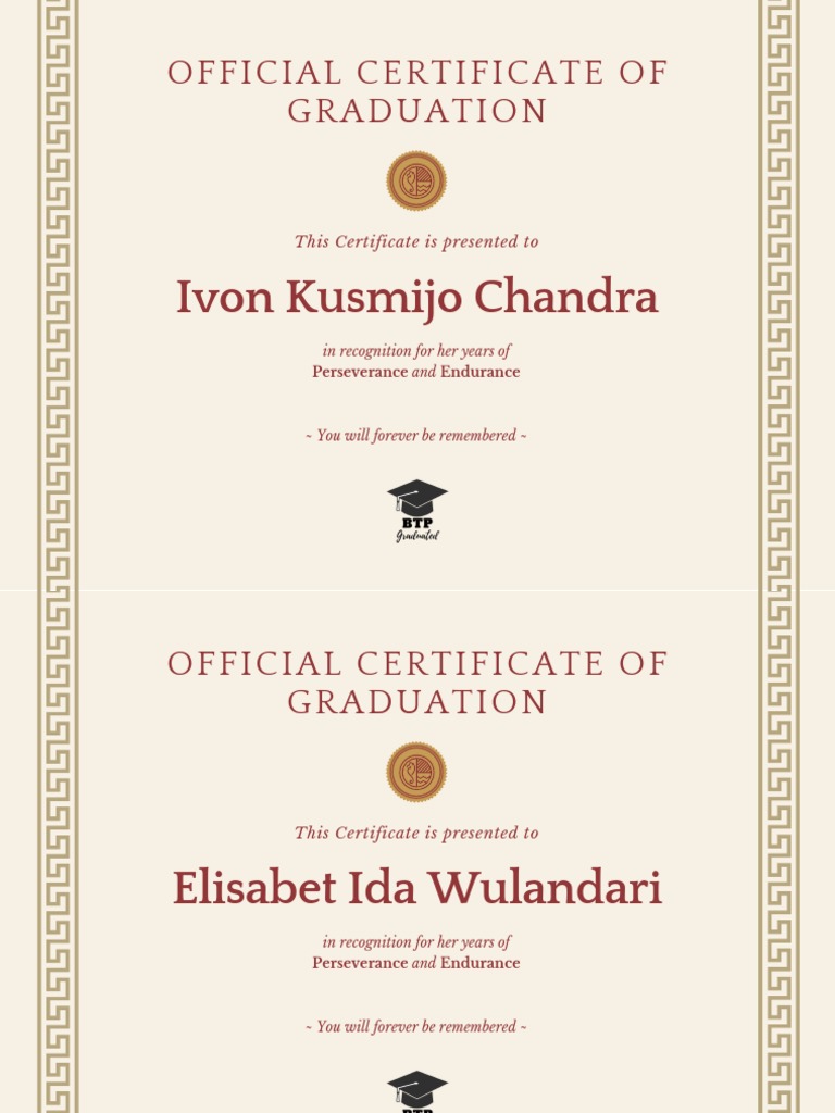 BTP Graduation Resign Certificate - Gapake CLA | PDF