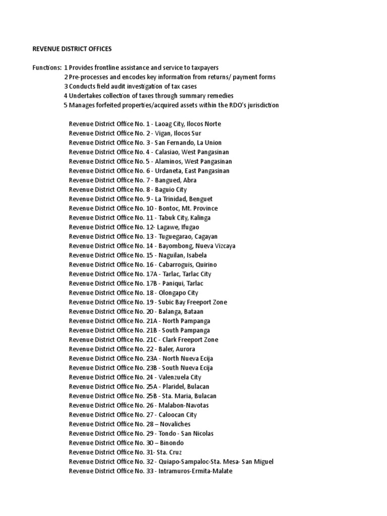 Bir Rdo | PDF | Philippines | Luzon