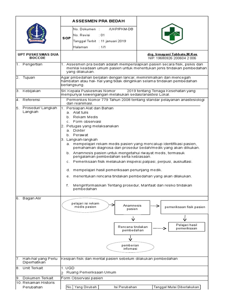 Sop Assesmen Pra Bedah | PDF