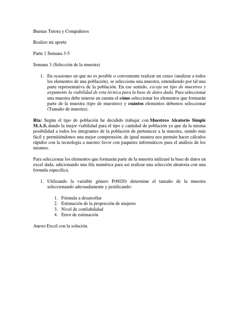 Muestreo Aleatorio Simple: Justificación y Método | PDF