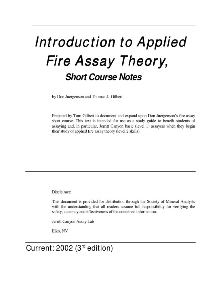 Introduction To Applied Fire Assay Theory | PDF | Metallurgical Assay ...
