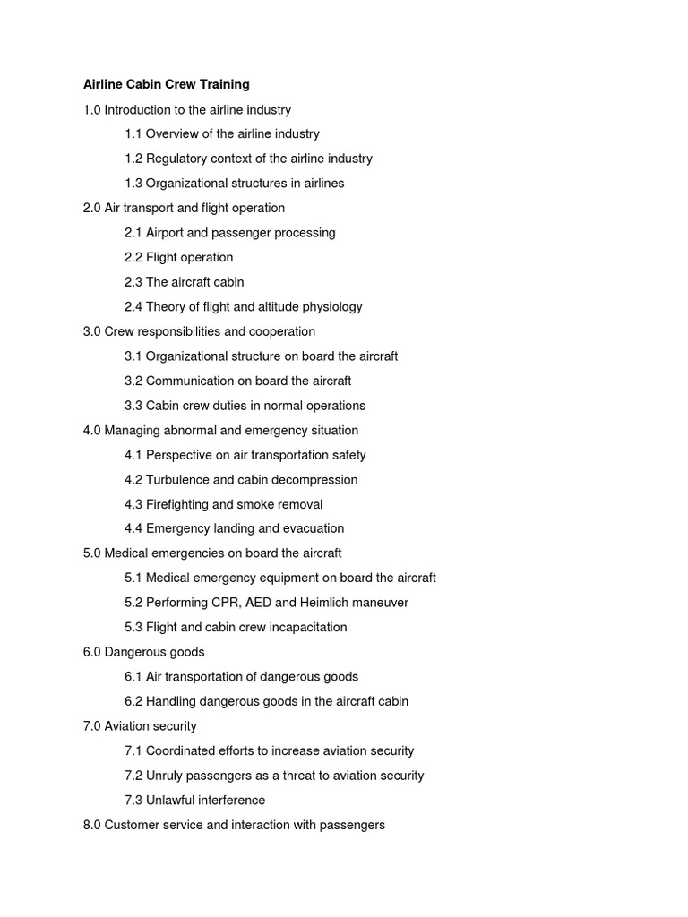 Airline Cabin Crew Training Syllabus PDF | PDF