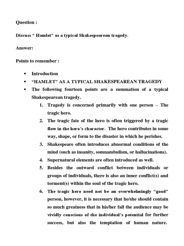 Hamlet As A Shakespearean Tragedy | PDF | Hamlet | Tragedy