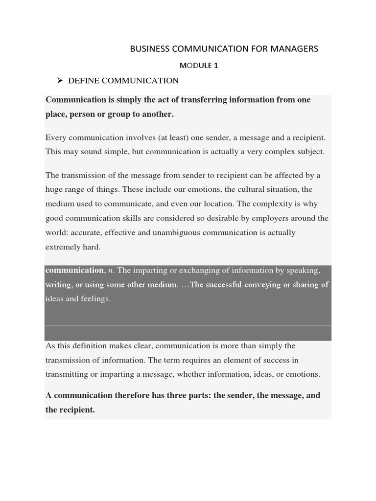 Business Communication Notes | PDF | Nonverbal Communication ...