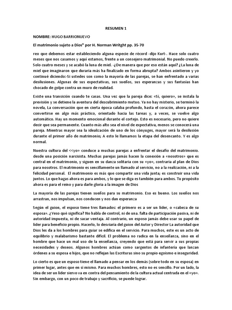 Resumen 1 PDF | PDF | Matrimonio | Amor