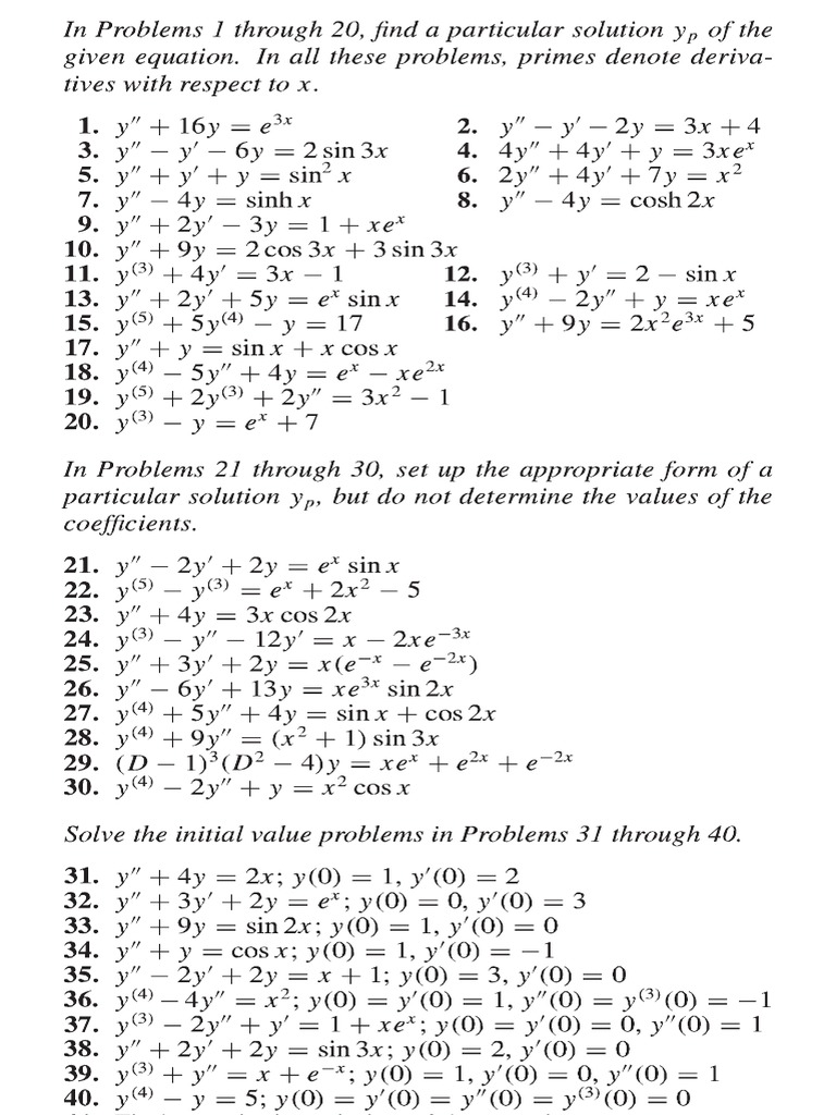 HW Undetermined Coefficients | PDF | Ordinary Differential Equation | Equations