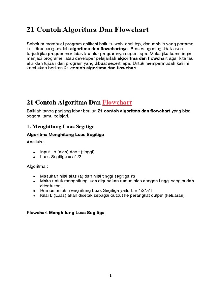 21 Contoh Algoritma Dan Flowchart | PDF | Pengelolaan Keuangan & Uang ...