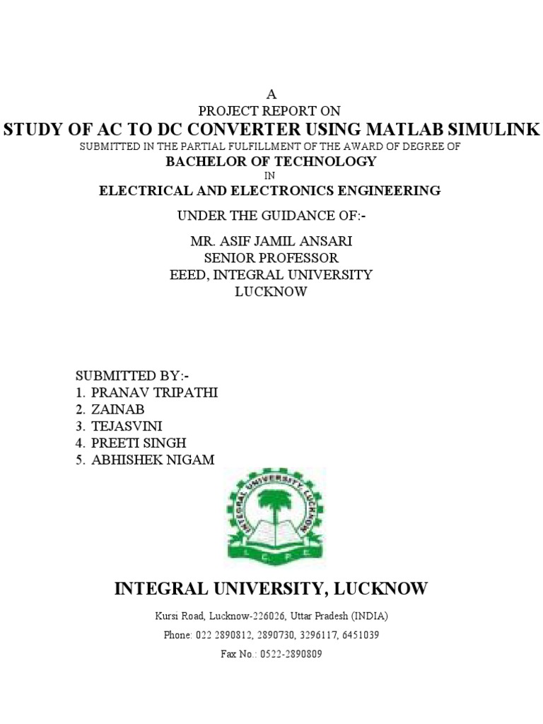 Ac To DC Converter Project Report PDF | PDF | Rectifier | Electrical ...