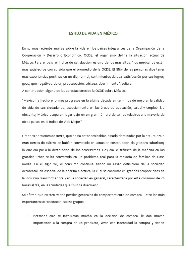 Estilo de Vida en México | PDF | México | Consumo (economía)