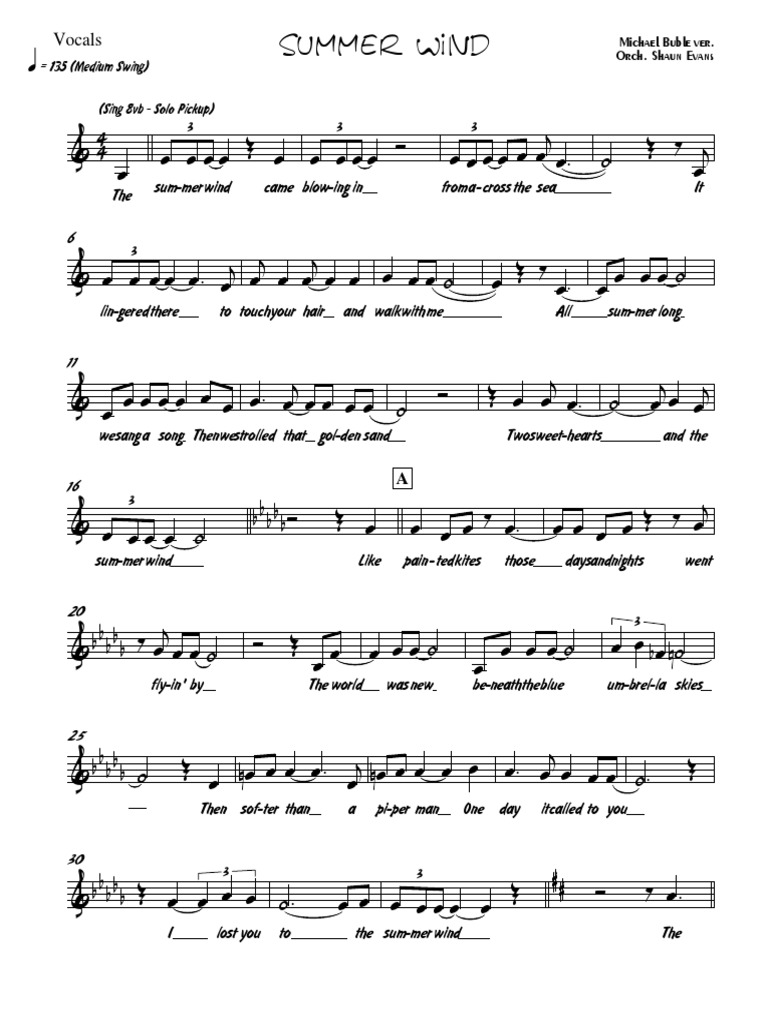 Summer Wind | PDF | Musical Instruments | Aerophones