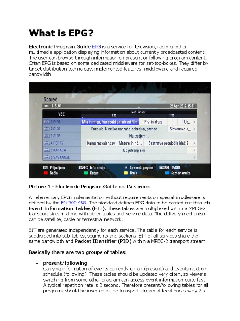 What Is EPG | PDF | Video | Television