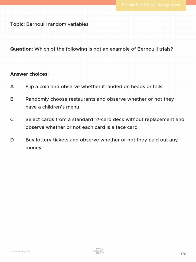 059 Bernoulli Random Variables | PDF | Mathematical And Quantitative ...