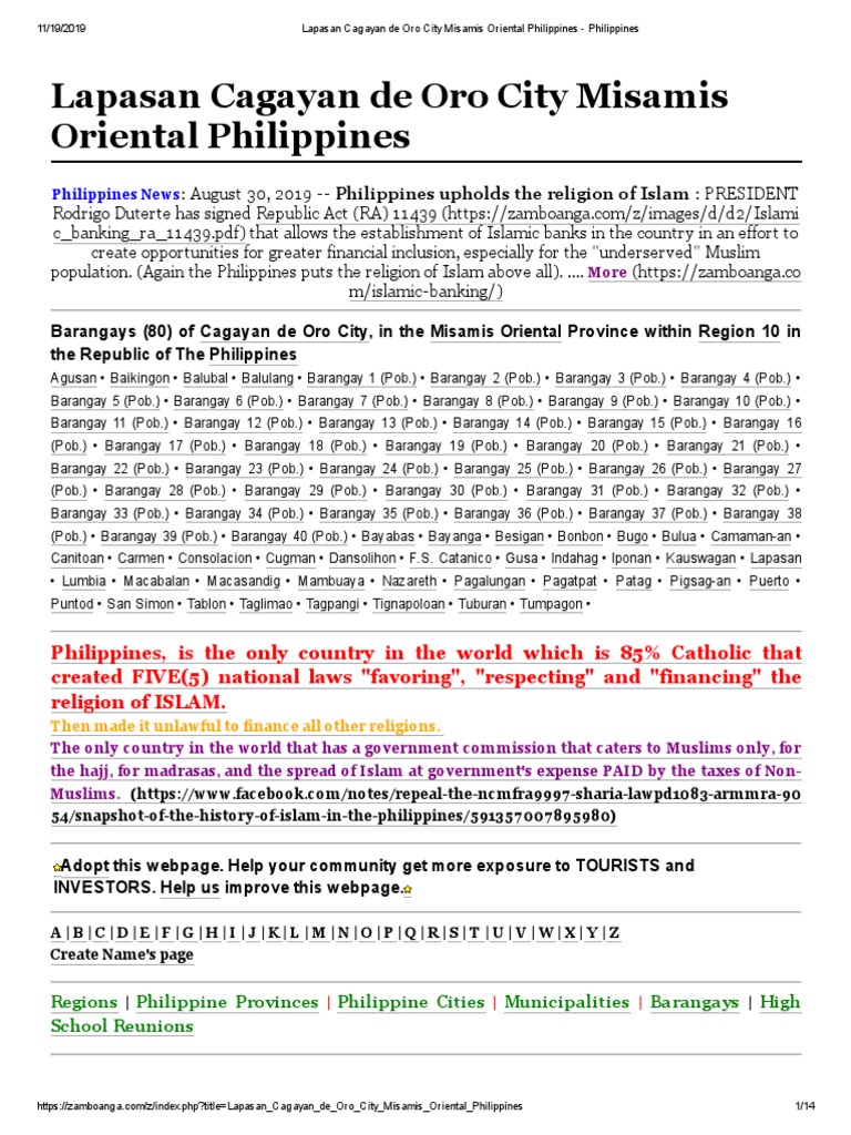 Overview of Lapasan, Cagayan de Oro | PDF | Adrenal Gland | Wiki