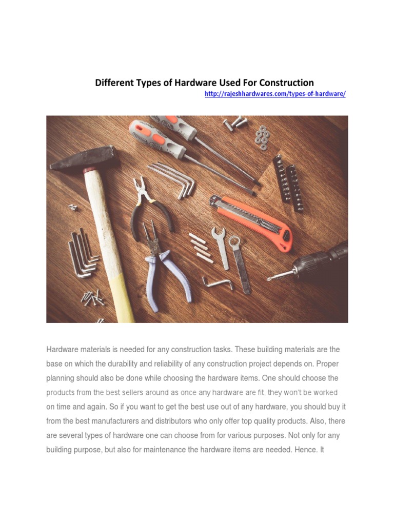 Different Types of Hardware Used For Construction | PDF | Building ...
