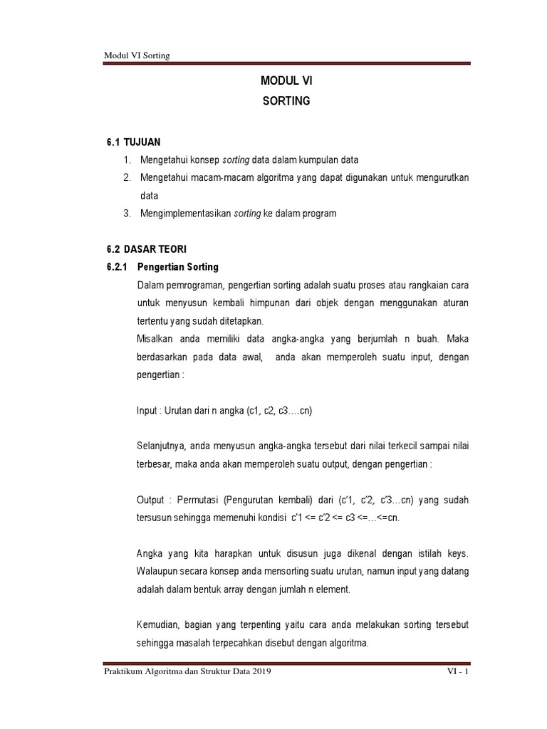 MODUL 6 Sorting | PDF