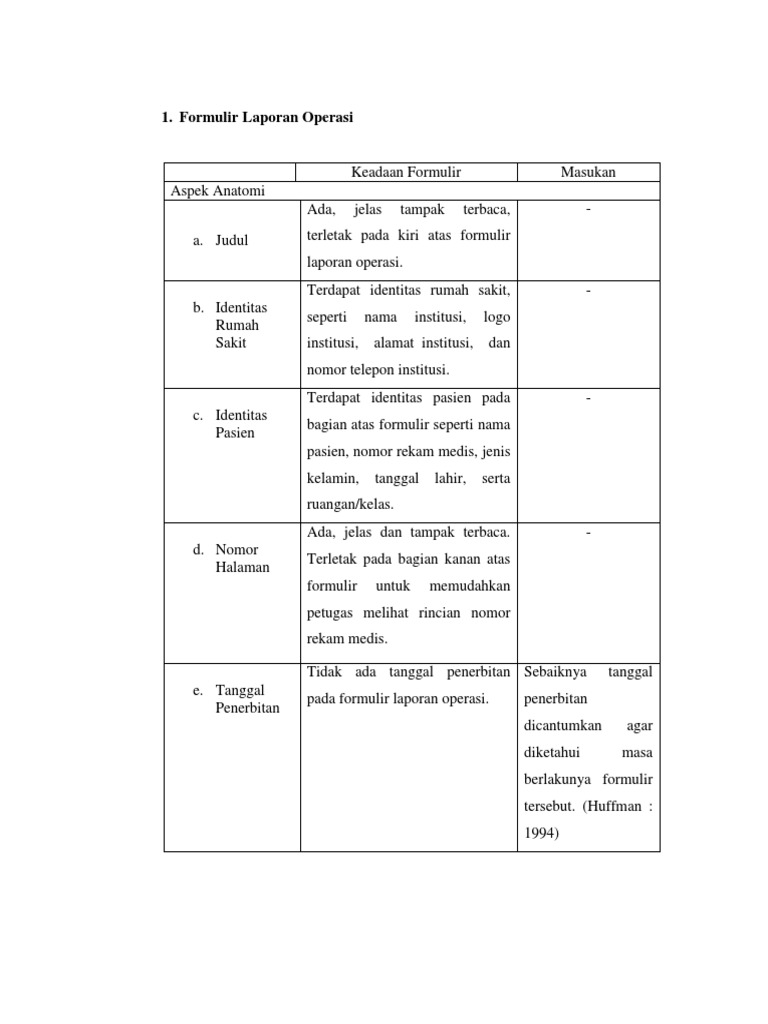Formulir Laporan Operasi | PDF