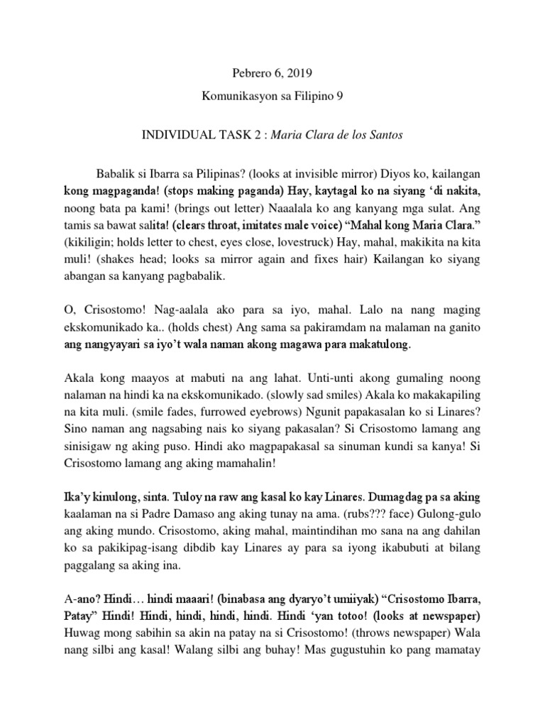 Monologue Script: Maria Clara de Los Santos | PDF