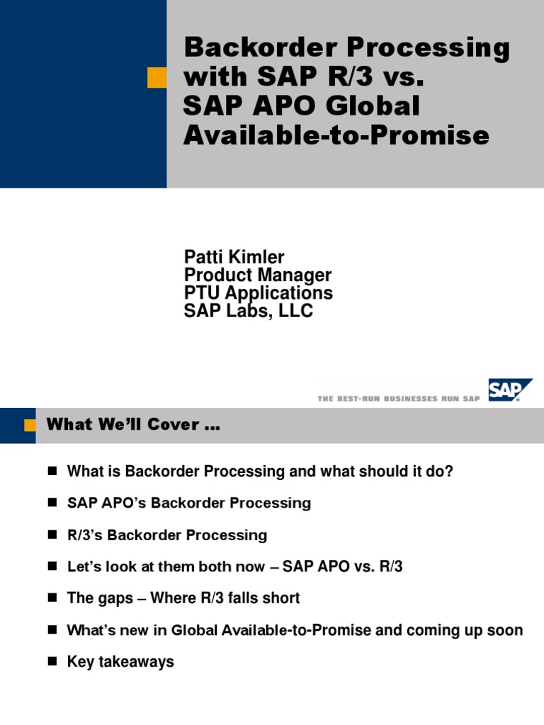 Backorder Processing with SAP APO vs R/3 ATP | PDF | Enterprise Resource Planning | Sap Se