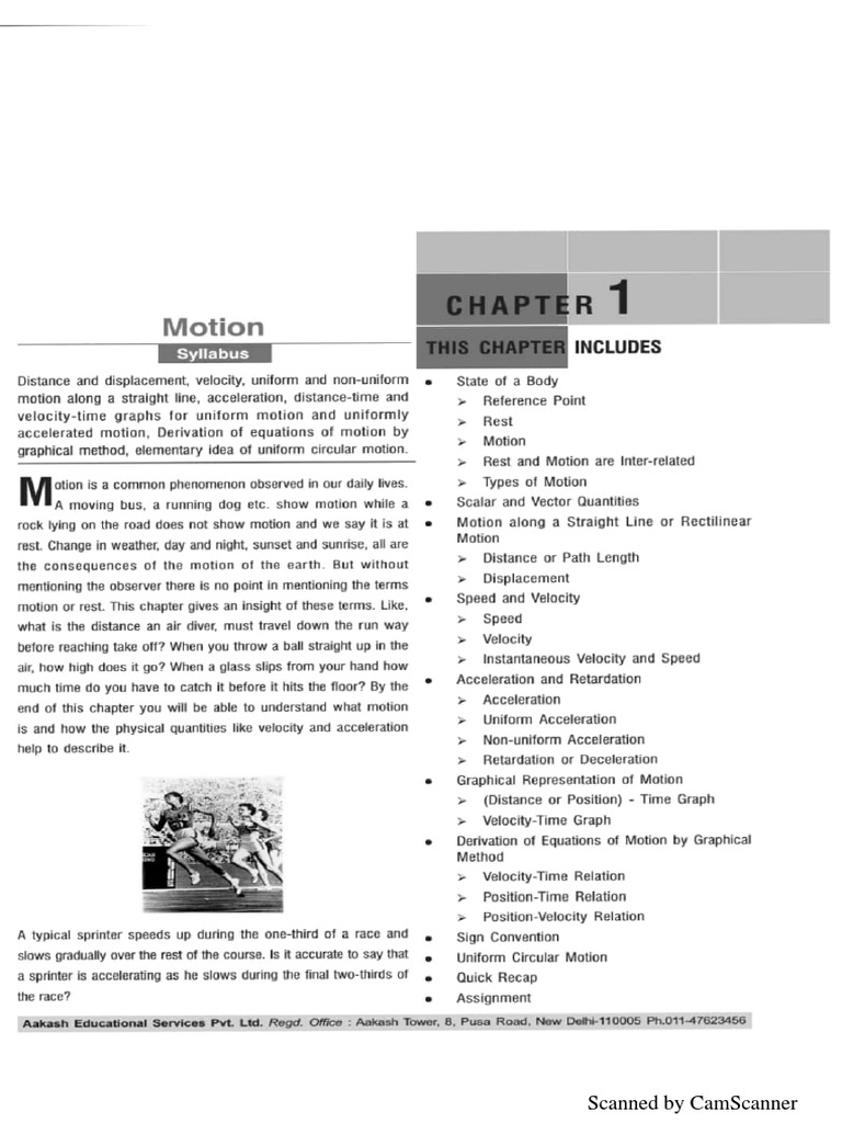 Class-IX Motion Notes (Aakash) | PDF
