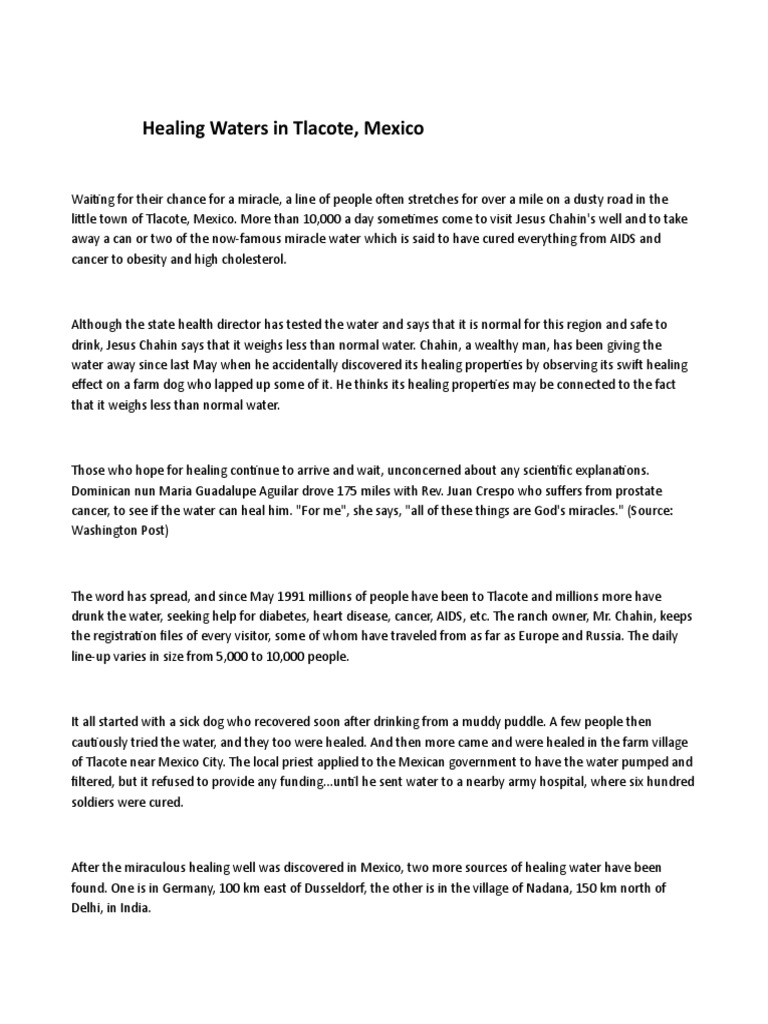 Tlacote Healing Water | PDF | Faith Healing | Medicine