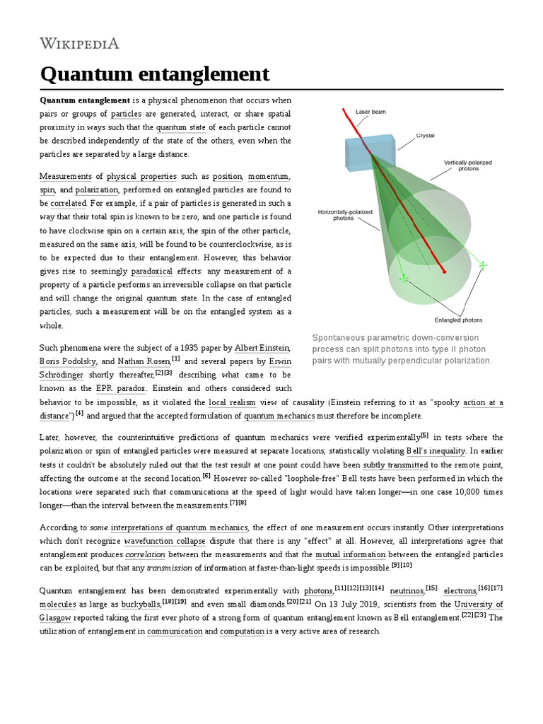 Quantum Entanglement | PDF | Quantum Entanglement | Spin (Physics)