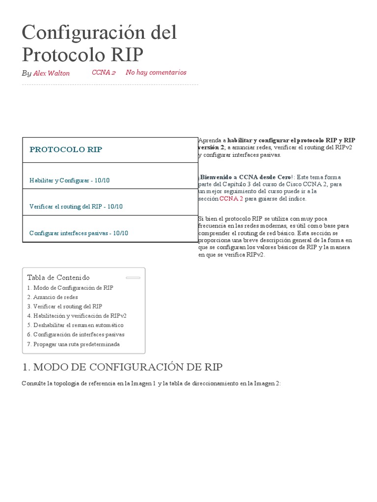 Configuración Del Protocolo RIP - CCNA Desde Cero PDF | PDF | Enrutador (Computación ...