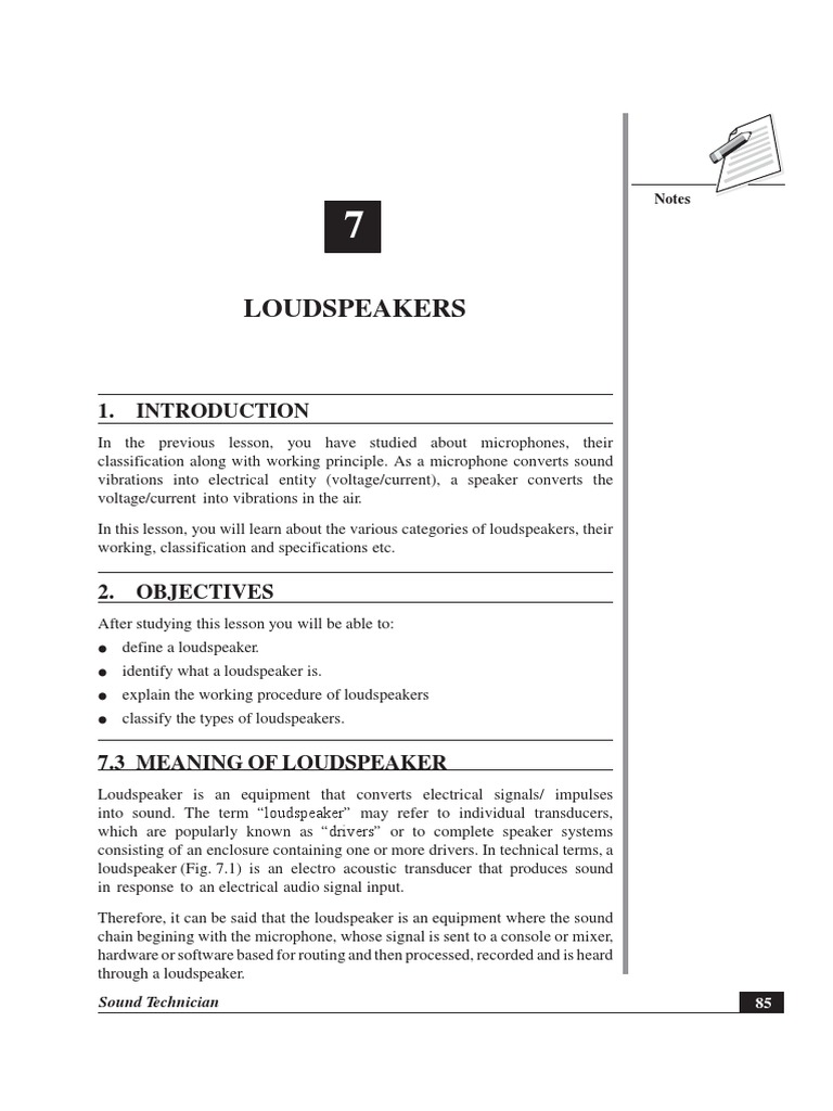 8 Lesson-07 LOUDSPEAKERS | PDF | Loudspeaker | Headphones