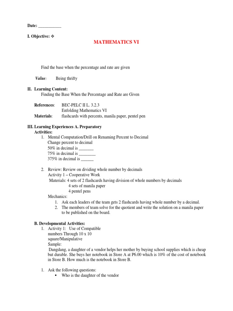 DLP Math 6 | PDF | Area | Interest
