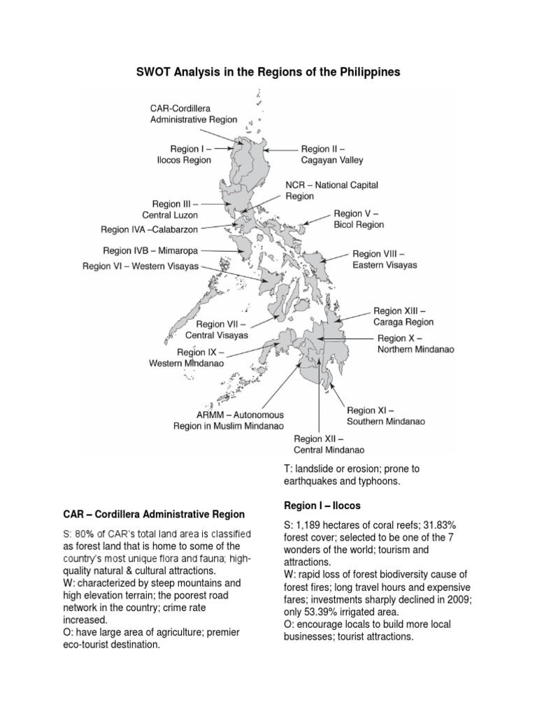 SWOT Analysis of Philippine Regions | PDF | Philippines | Environmental ...