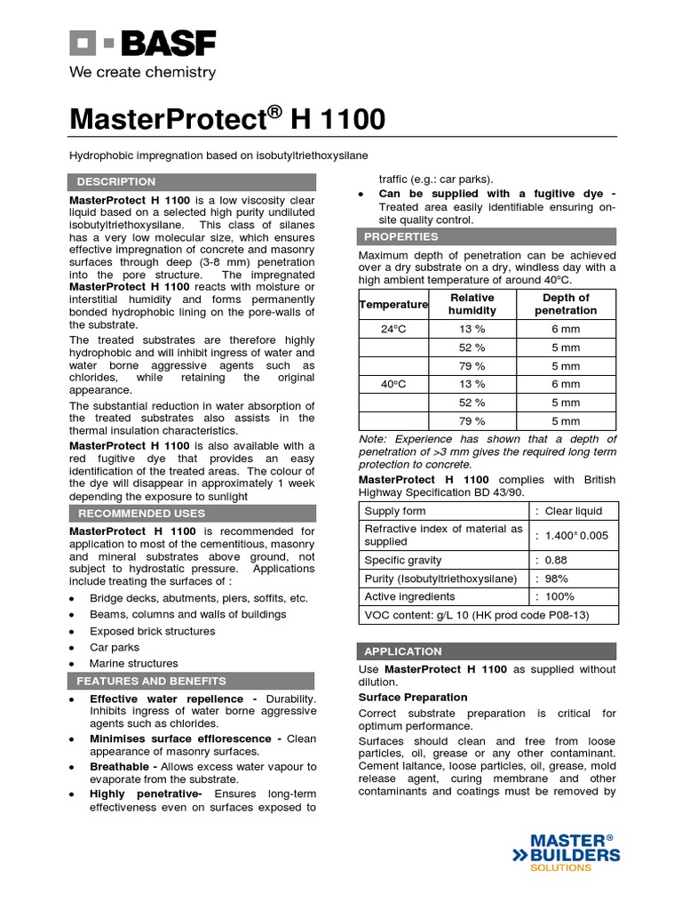 Basf Masterprotect h1100 Tds PDF | PDF | Water | Civil Engineering