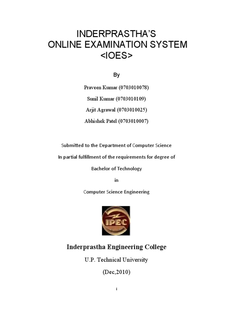 Inderprastha'S Online Examination System | PDF | Databases | Password