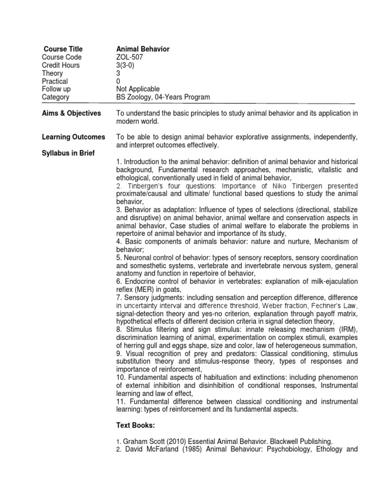 Understanding the Fundamental Principles of Animal Behavior | PDF ...