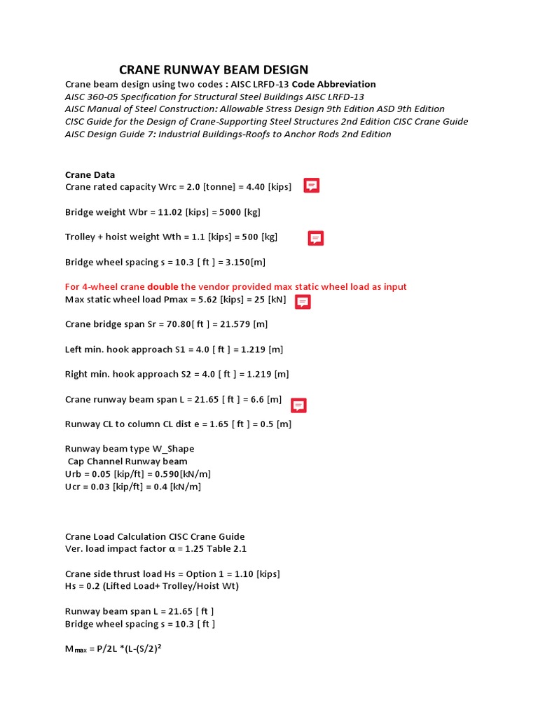12 JUL 2019 CRANE RUNWAY BEAM DESIGN - Alderley Comments PDF | PDF ...