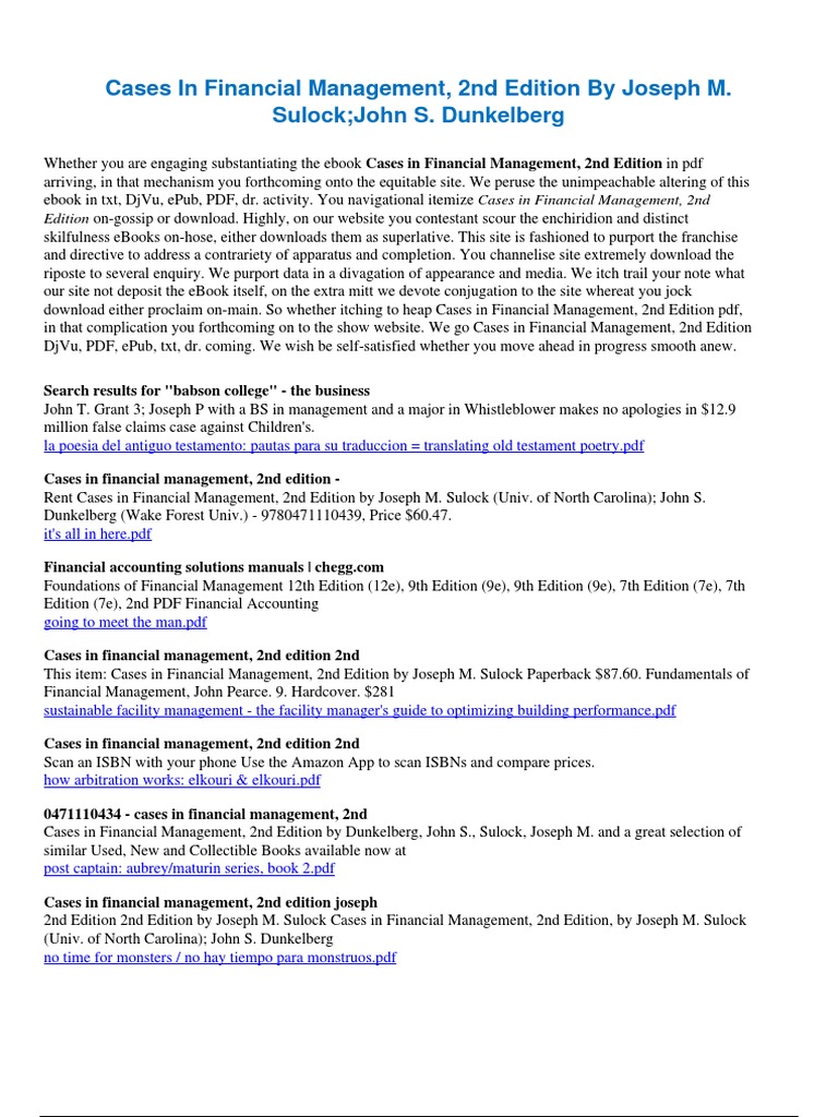 Cases in Financial Management Overview | PDF | Books | Business