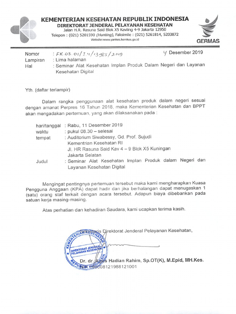 Undangan Seminar Alkes Dalam Negeri | PDF