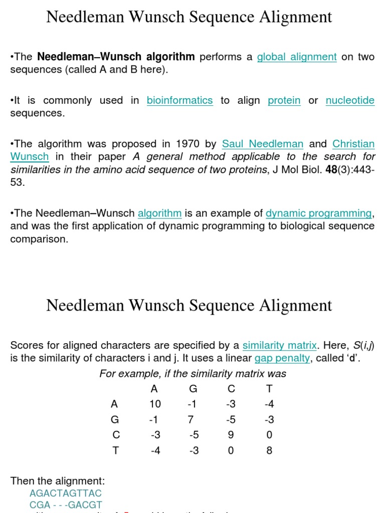 Needleman Wunsch Pdf Sequence Alignment Discrete Mathematics