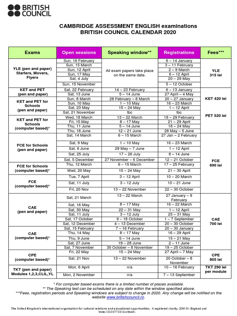 British Council Exams 2019 | PDF | Test (Assessment) | United Kingdom