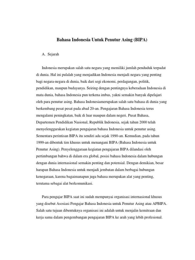 Bahasa Indonesia Untuk Penutur Asing | PDF