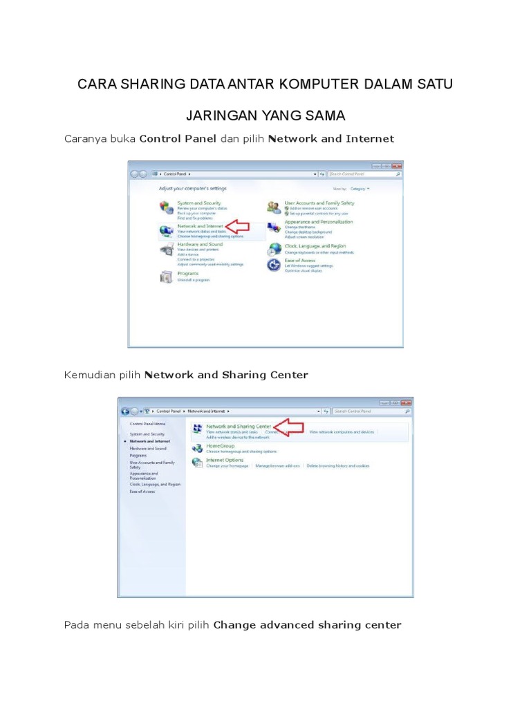 Cara Sharing Data Antar Komputer Dalam Satu Jaringan Yang Sama | PDF