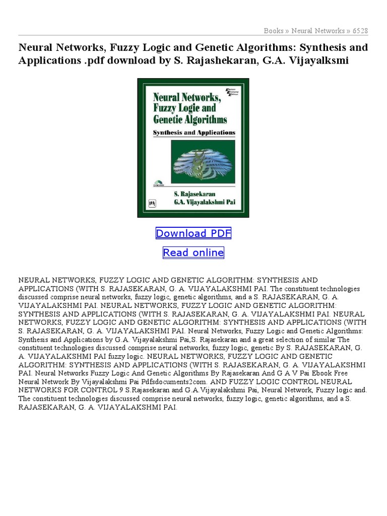 Neural Networks Fuzzy Logic And Genetic Algorithms Synthesis And