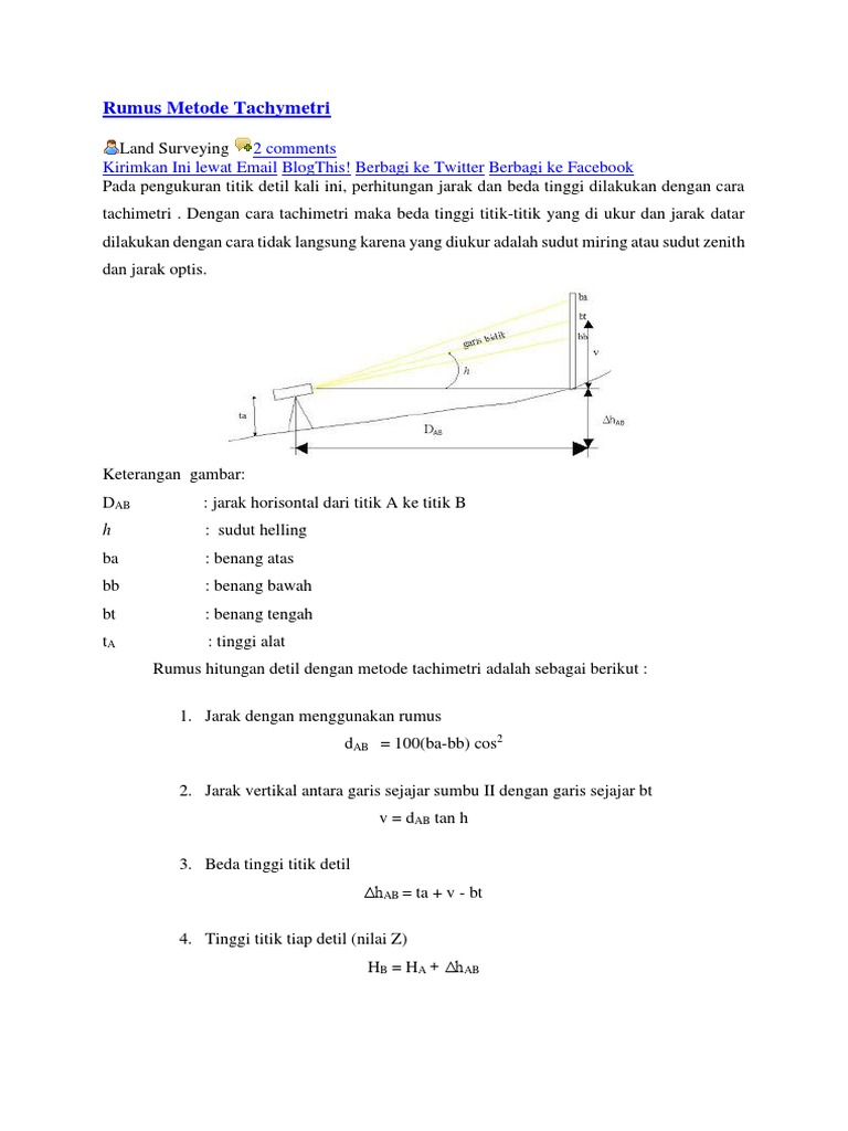 Rumus Metode Tachymetri | PDF